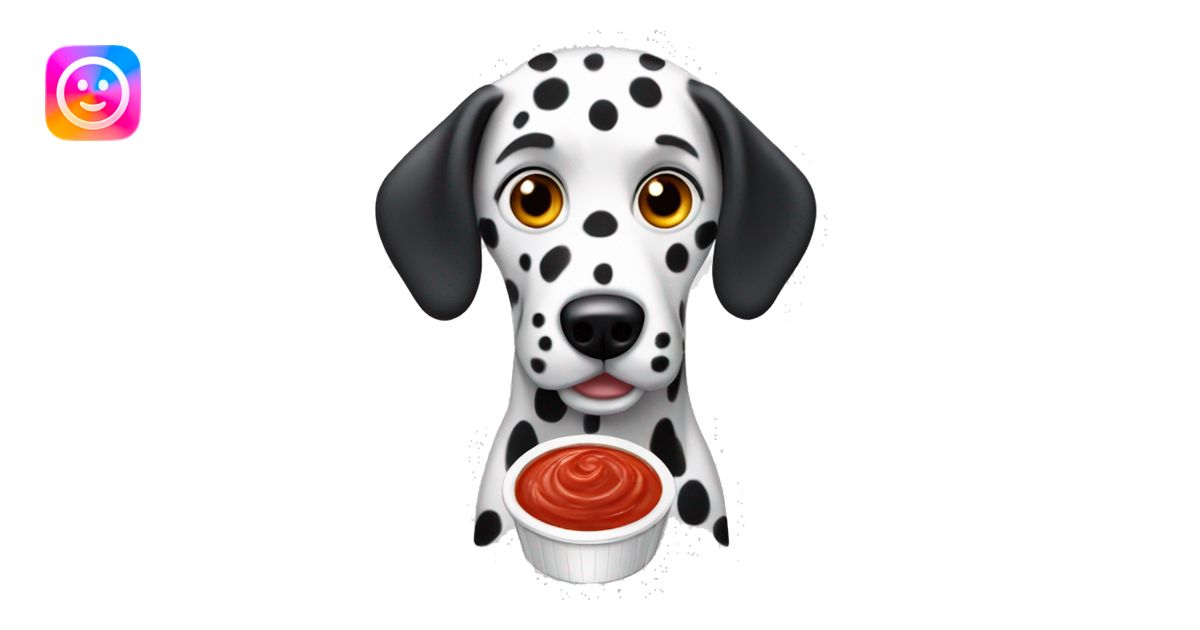 Dalmatian dog with salsa dip emoji | AI Emoji Generator