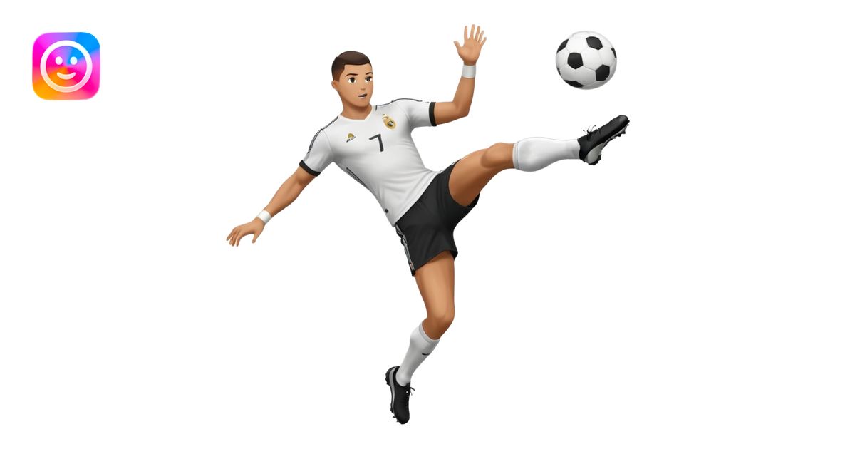 Ronaldo doing a bicycle kick with football emoji | AI Emoji Generator