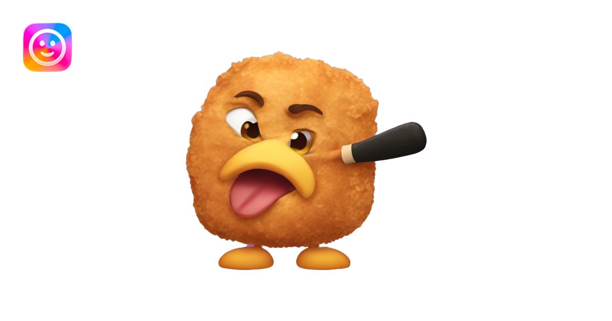 Chicken nugget holding a bat and angry emoji | AI Emoji Generator