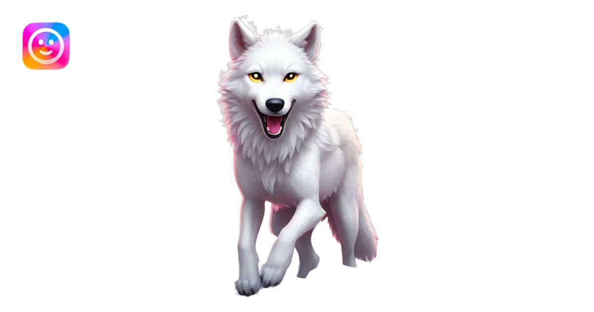 Sparkling crazy white aggressive wolf dancing snow mad big eyes ...