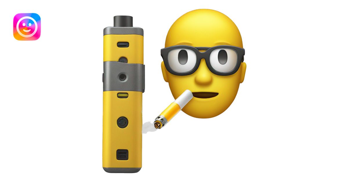Yellow original emoji with vaping device emoji | AI Emoji Generator