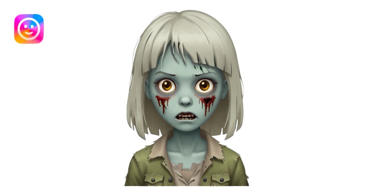 Faça uma mulher zumbi de franja emoji | AI Emoji Generator