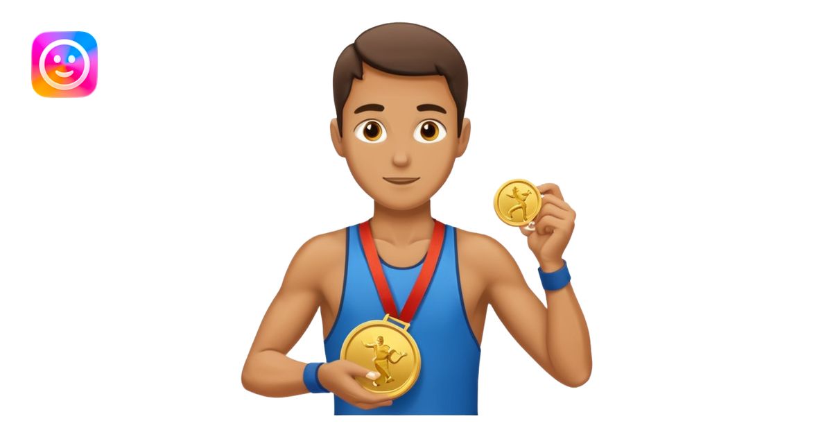Beautiful marathon runner receiving medal emoji | AI Emoji Generator
