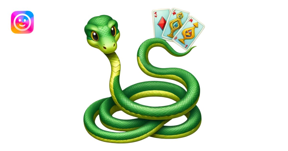 Cute green snake with Tarot cards emoji | AI Emoji Generator