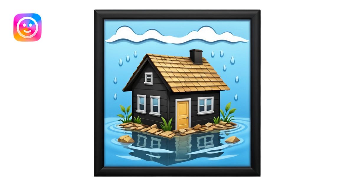 Flooded house in hurricane emoji | AI Emoji Generator