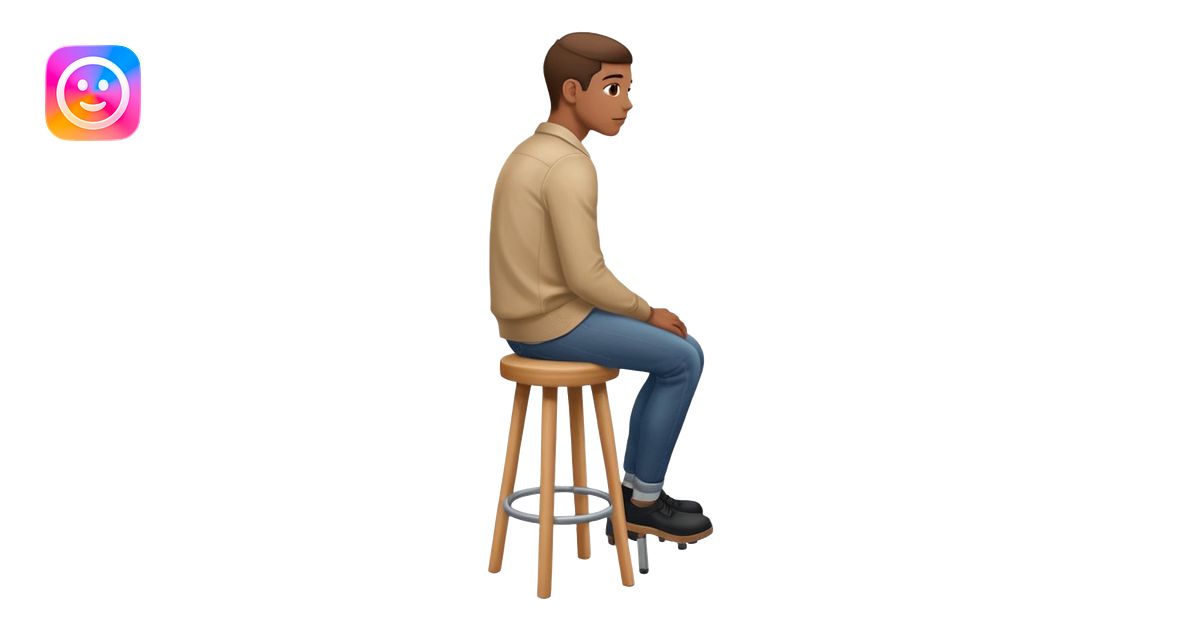 a person sitting on stool full back head turn emoji | AI Emoji Generator