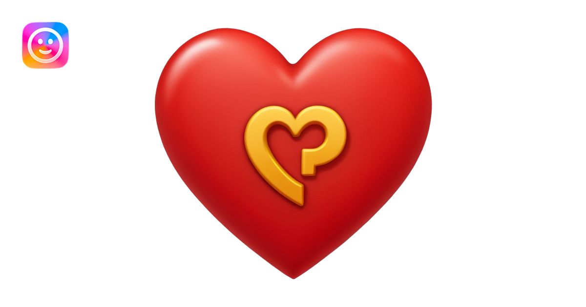 Una letra p dentro de un corazón rojo emoji | AI Emoji Generator