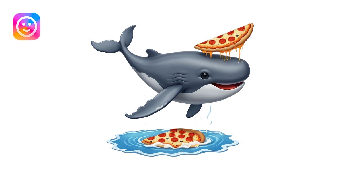 Whale jumping out of water eating pizza emoji | AI Emoji Generator