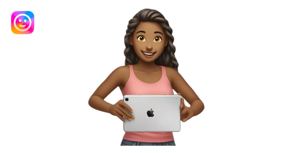 Happy Girl scrolling iphone emoji | AI Emoji Generator