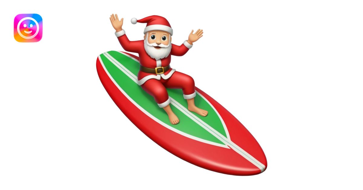 Santa’s sleigh on a surf emoji | AI Emoji Generator