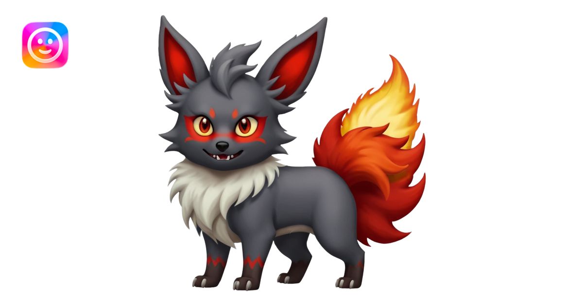 White Dull Demonic Mightyena-Flareon-animal emoji | AI Emoji Generator
