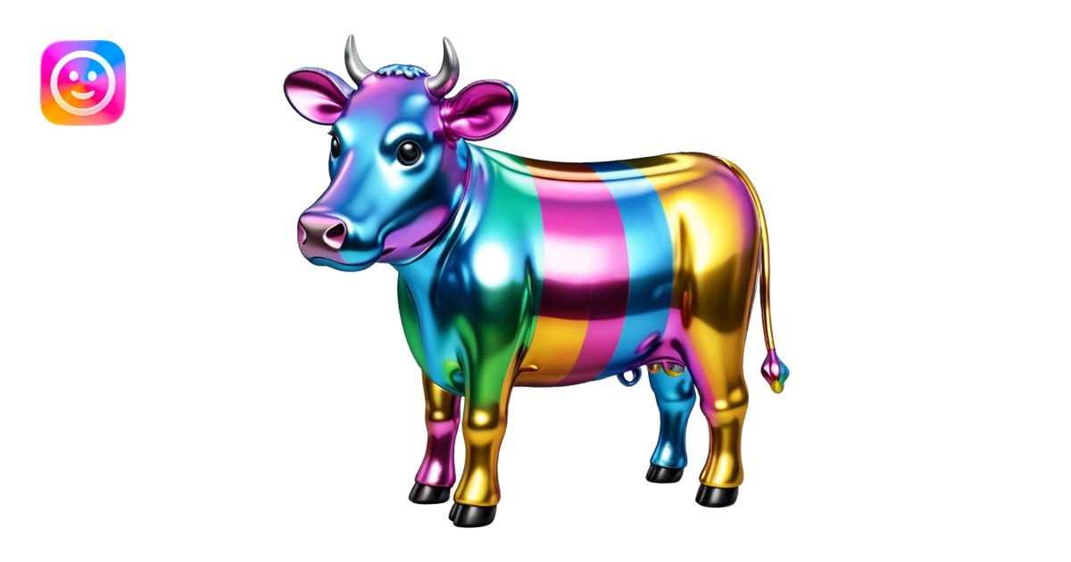 jeff koons style metallic SPAM cow sculpture emoji | AI Emoji Generator