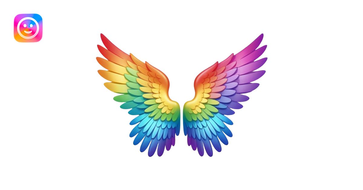 Tiny small mini left and right rainbow angel wings. Between left and ...