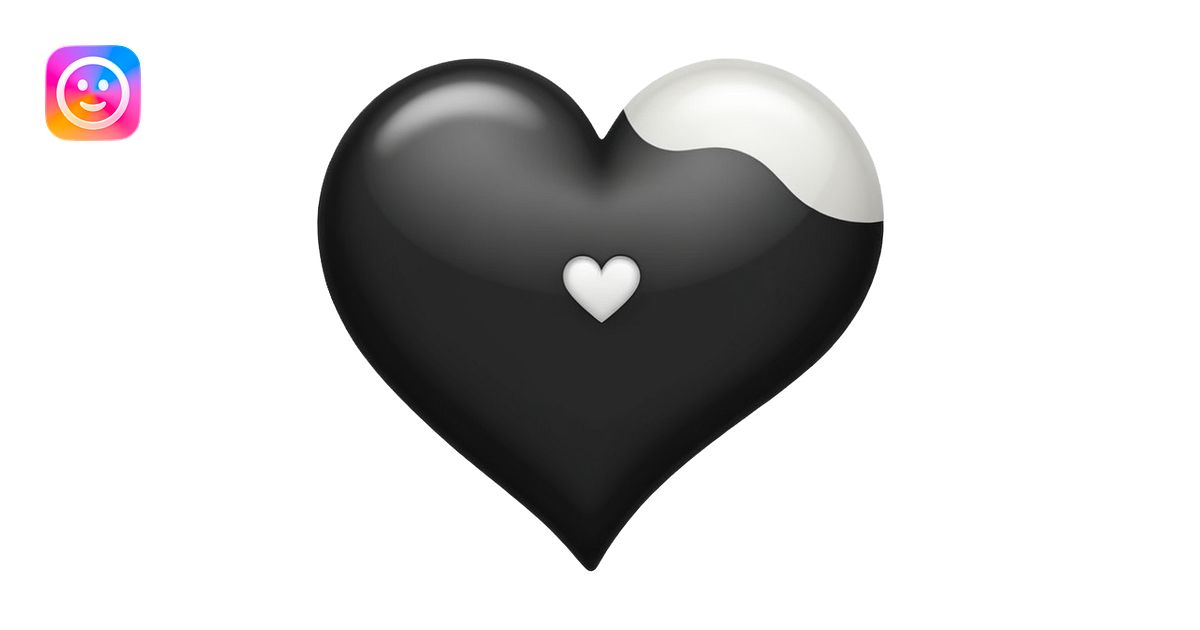 A half black heart and half white heart emoji emoji | AI Emoji Generator