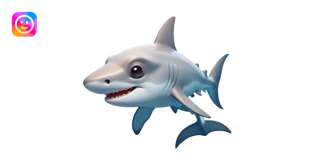 Cinematic Cute Hammerhead Shark Portrait Emoji, Head tilted playfully ...