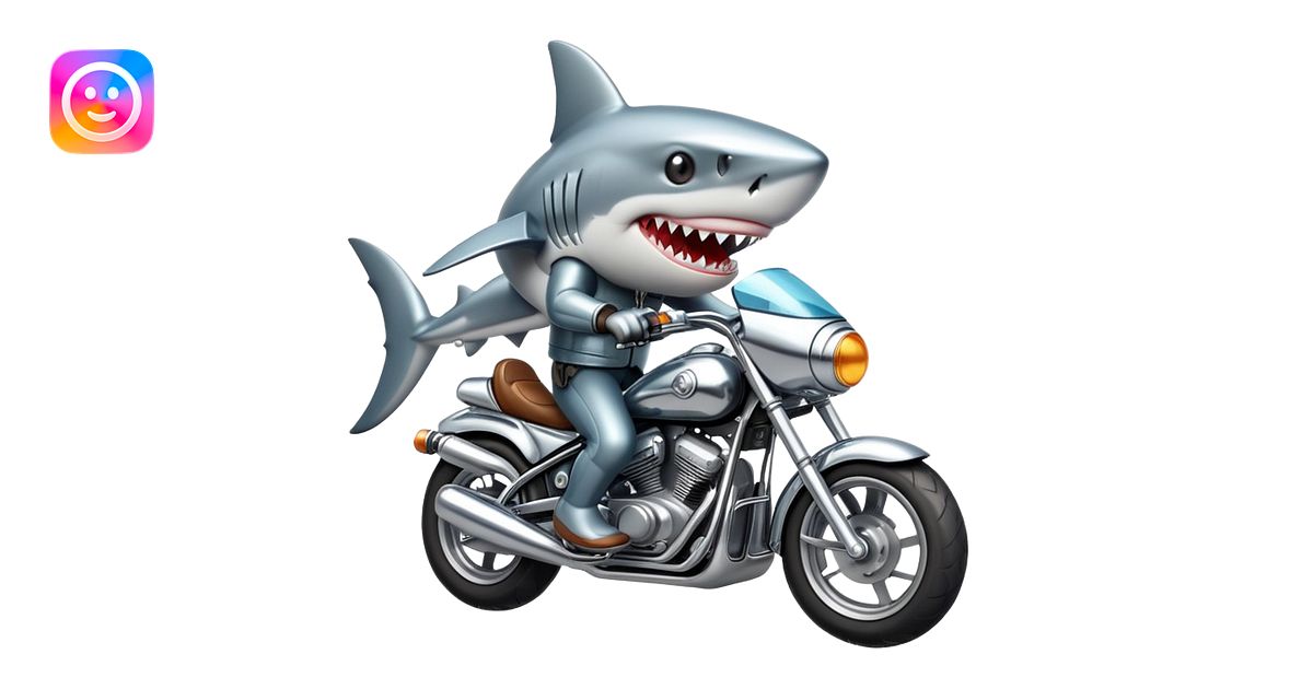 Shark riding a motorcycle emoji | AI Emoji Generator