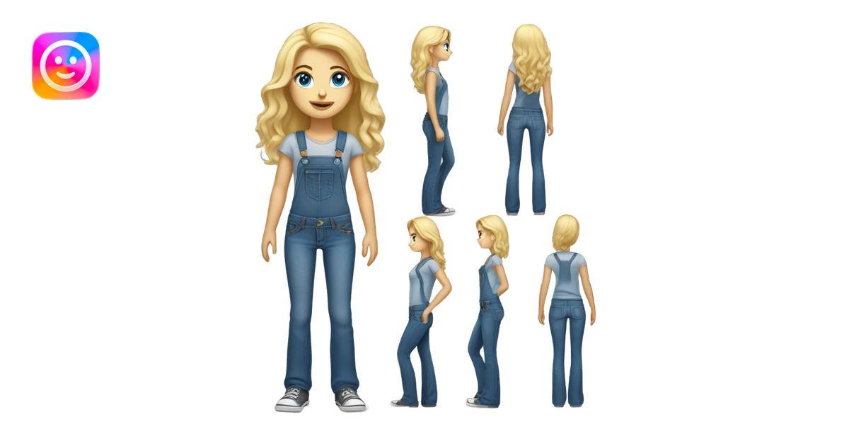 Blonde girl, redneck, bootcut jeans, full body, blue eyes emoji | AI ...