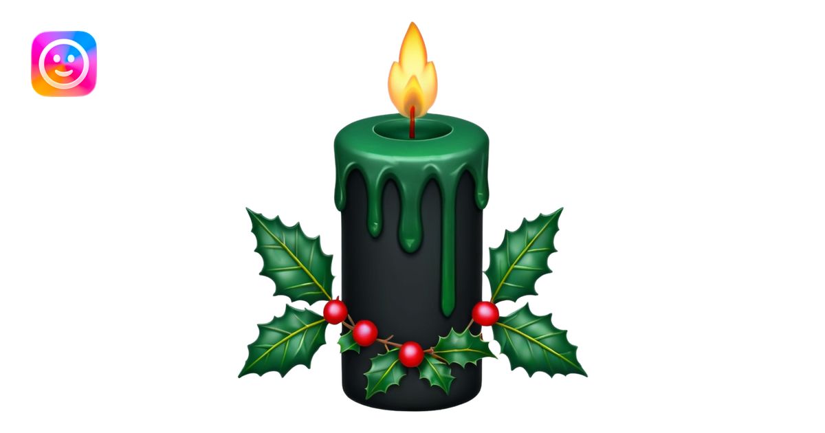 Black gothic candle with holly emoji | AI Emoji Generator