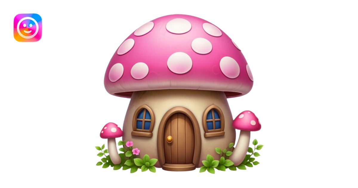 Pink girly Galaxy mushroom house covered in vines emoji | AI Emoji ...