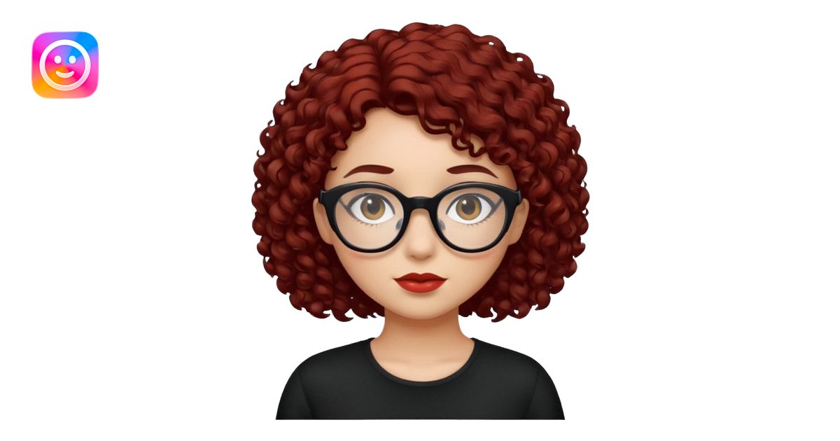 niña con pelo corto con rulos color negro rojiso con lentes negros ...