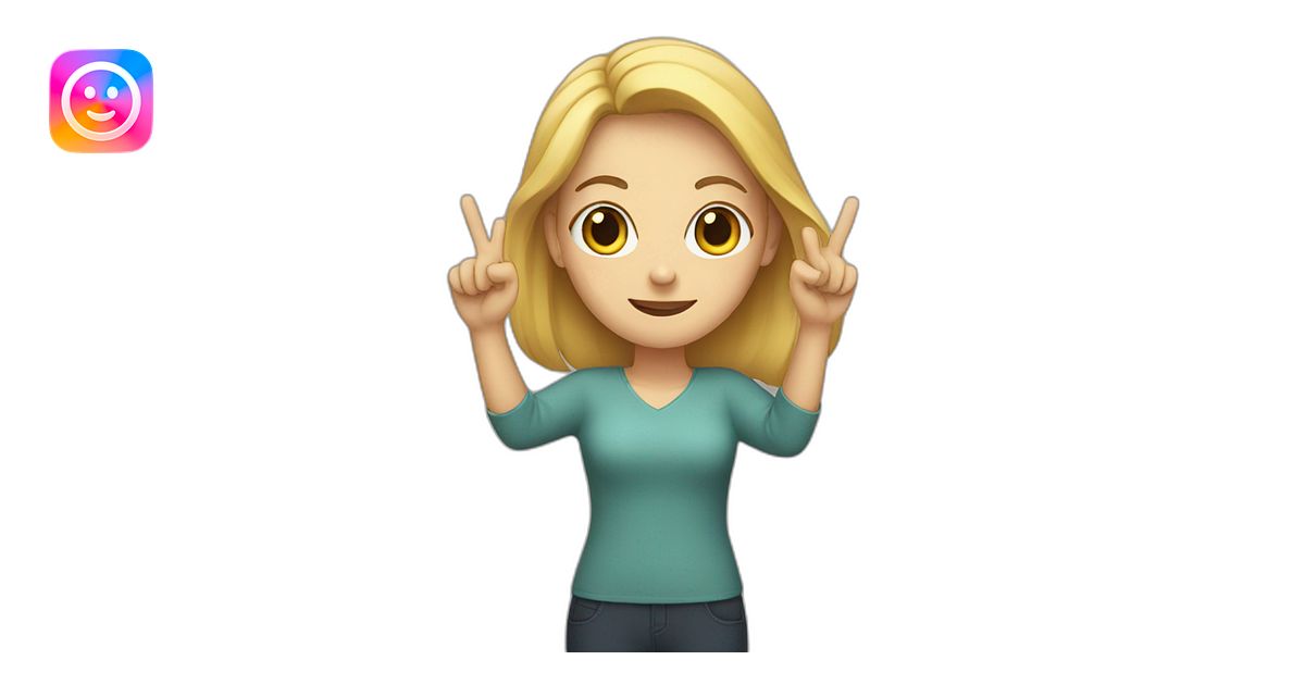 white woman ups two fingers emoji | AI Emoji Generator
