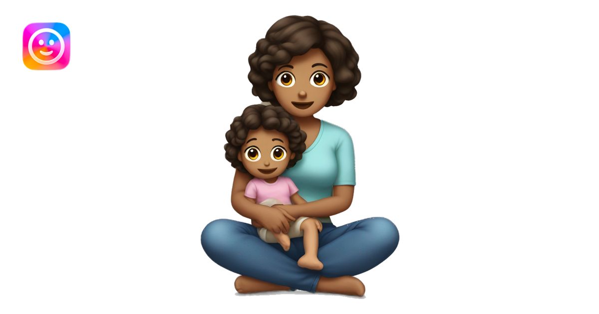 2year old dark brown hair sick sitting on mommy’s lap emoji | AI Emoji ...