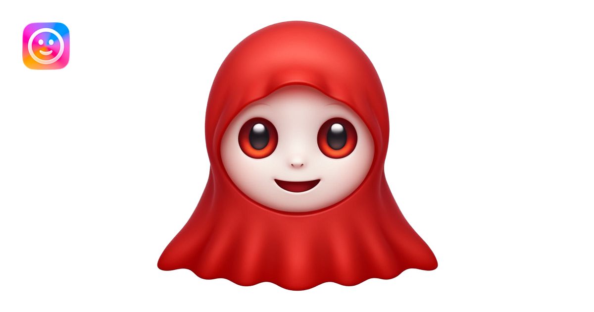 Cute red ghost character with big adorable eyes and a small smile emoji ...