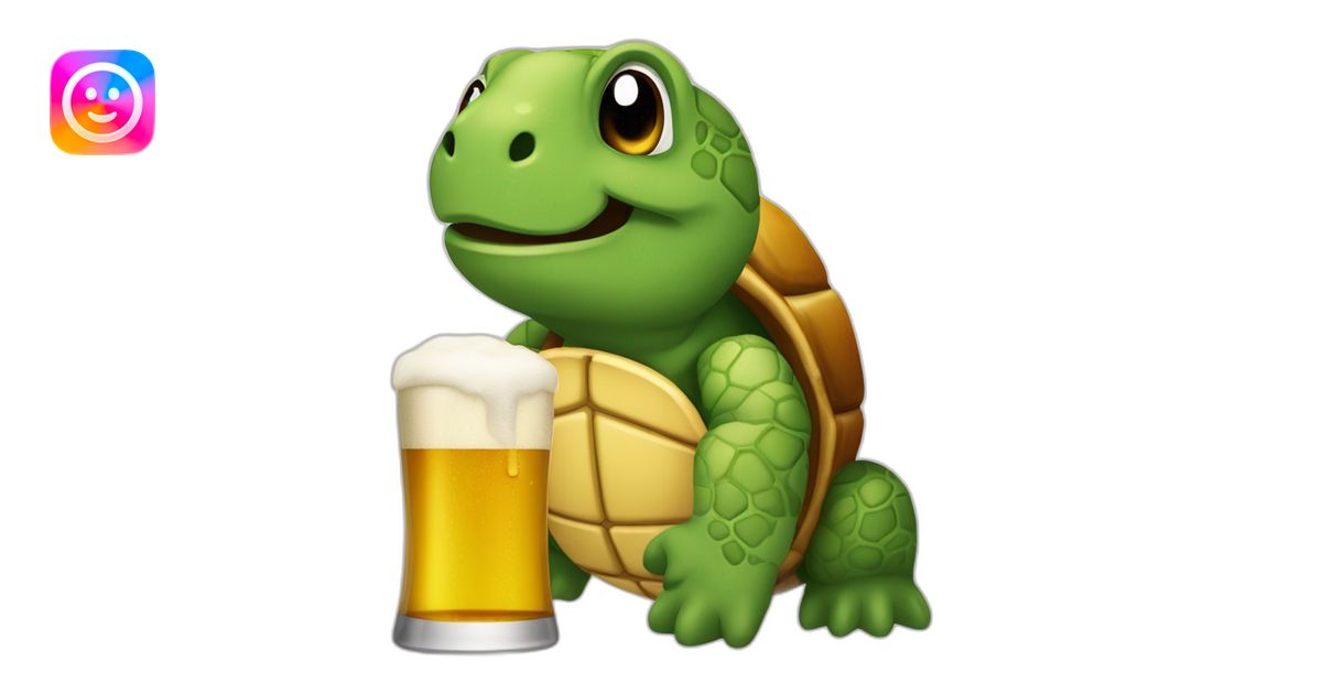 Tortue qui boit de la bière emoji | AI Emoji Generator