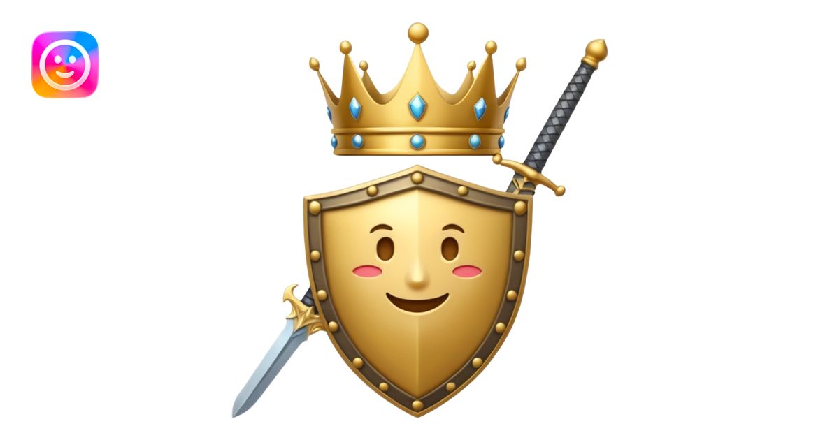 Powerful emoji with only sword, shield and crown emoji | AI Emoji Generator