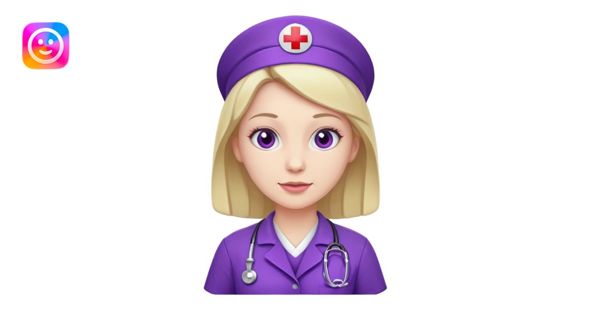 Nurse with purple uniforms emoji | AI Emoji Generator