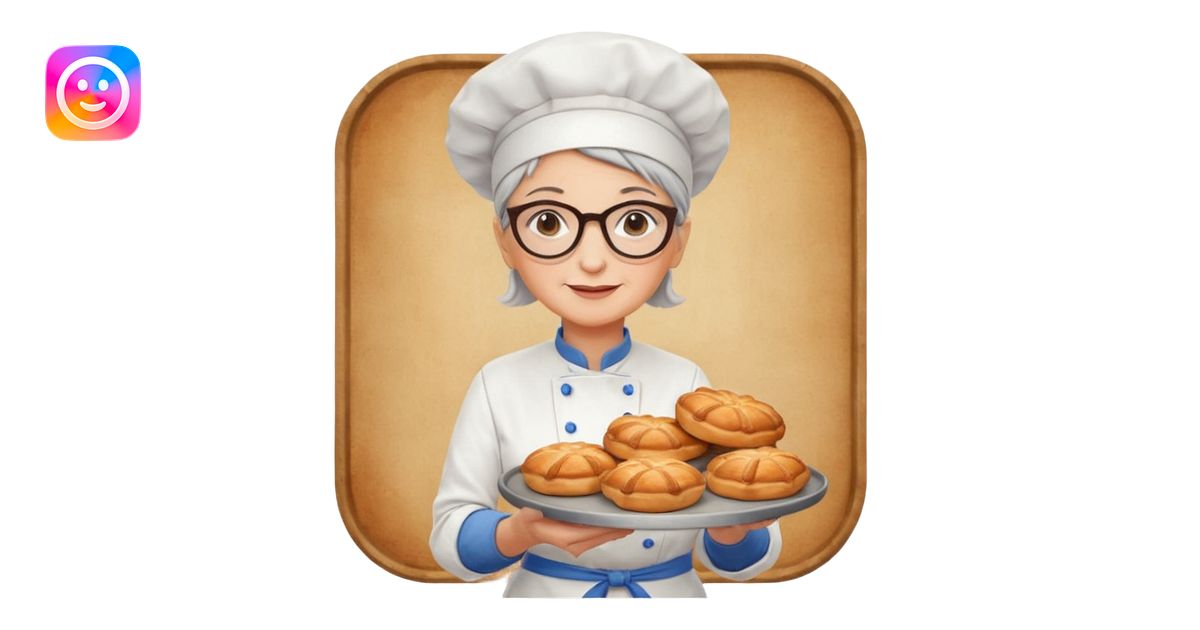 Older female pastry chef – round glasses, oven mitts on, holding a tray ...