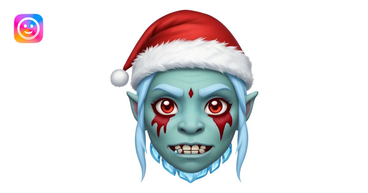 Fantasy orc portrait emoji, Santa Claus hat with icy texture, frozen ...