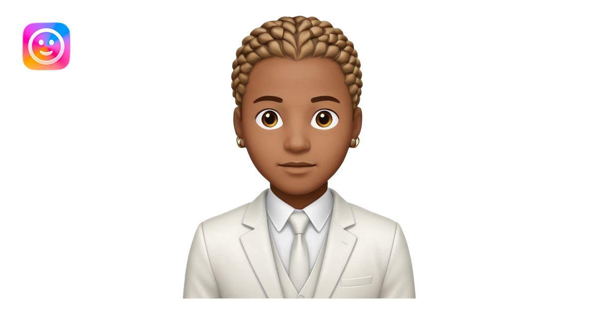 a young black guy with cornrow braids wearing a full white suit emoji ...