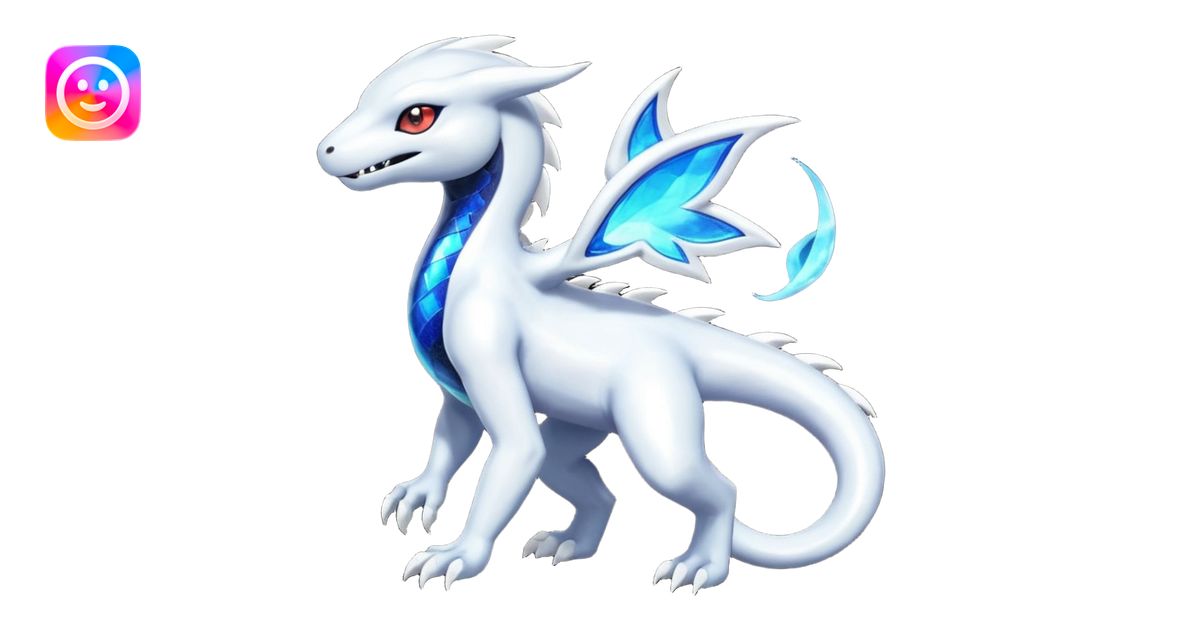 White iridescent Salandit-Absol-Shinx-fusion-hybrid, full body emoji ...