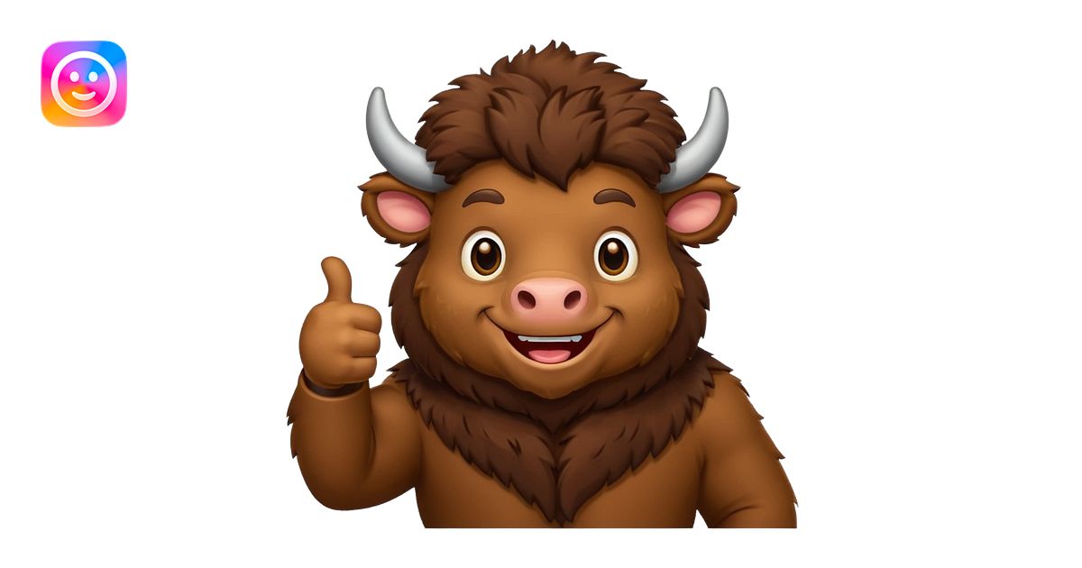 Funny bison showing thumbs up emoji | AI Emoji Generator