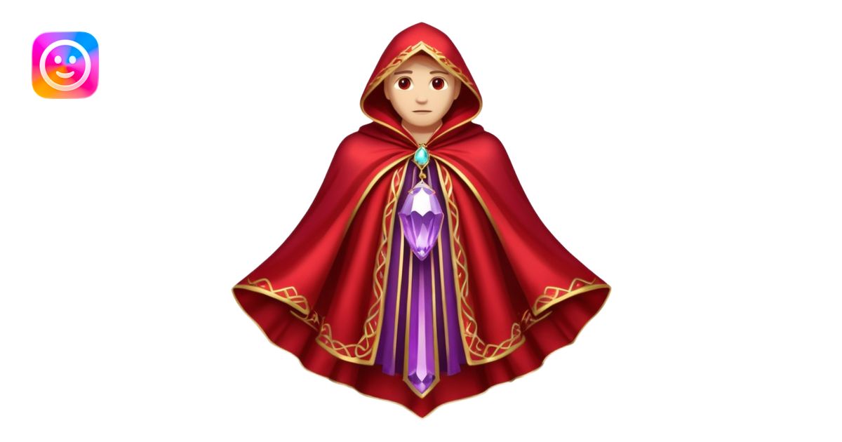 red magic cloak with crystal on it emoji | AI Emoji Generator
