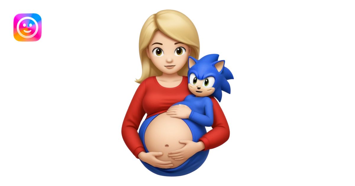 pregnant mario with belly being held by sonic emoji | AI Emoji Generator