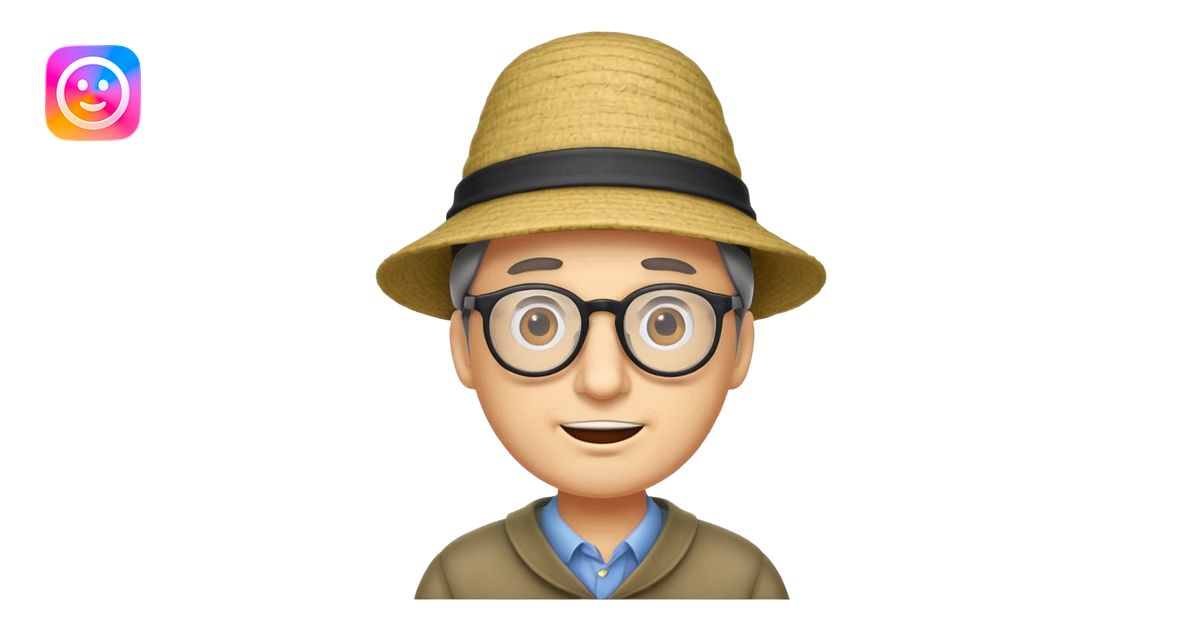 Man with glasses wearing a tall funny hat. emoji | AI Emoji Generator