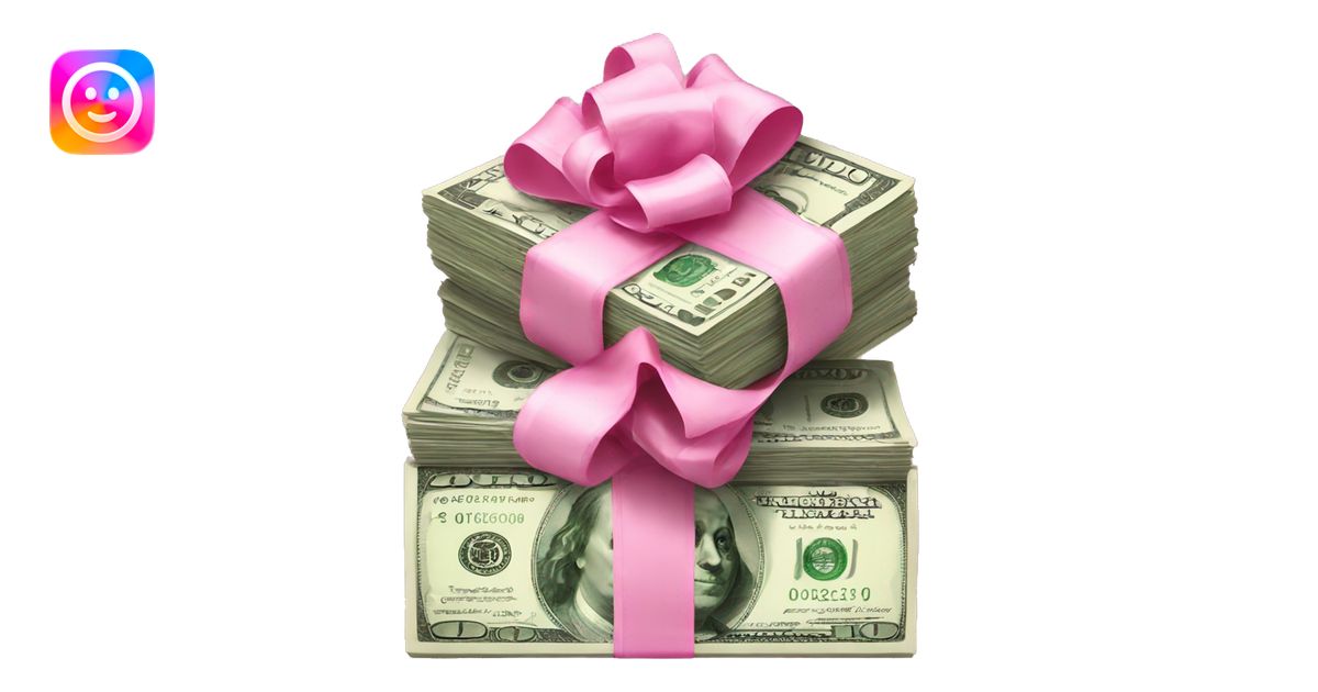 Stack of money with pink bow emoji | AI Emoji Generator