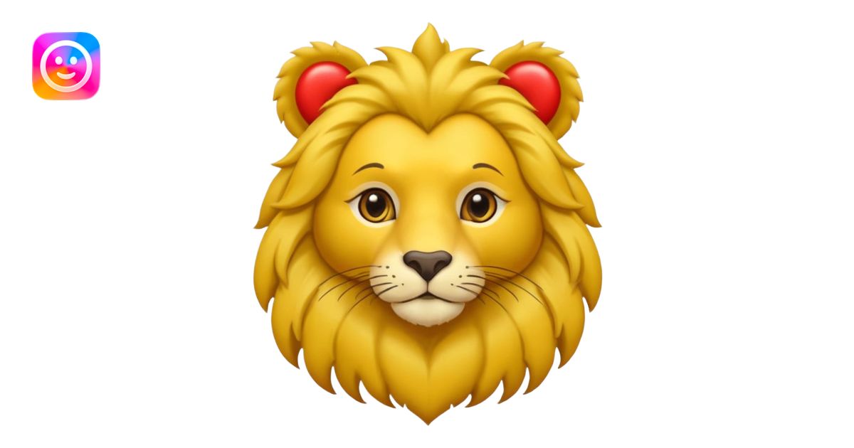 León con corazones en el ojo emoji | AI Emoji Generator