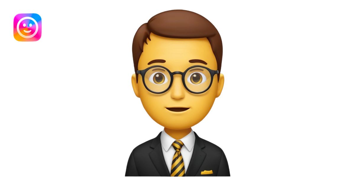 emoji character with the classic nerd emoji head (yellow round face ...