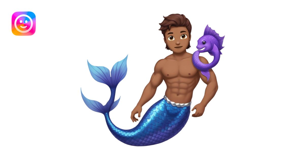 merman with brown hair brown eyes and medium to dark skin tone with a ...