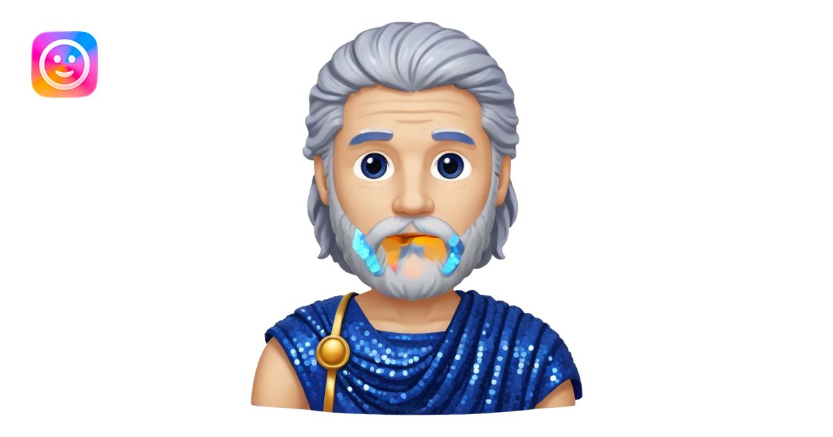 Saturn from Roman Deities with long gray hair and beard, indigo sequin ...