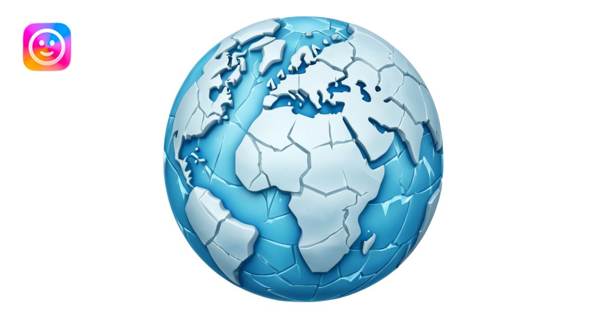 sphere globe planet, surface covered with ice and frozen emoji | AI ...