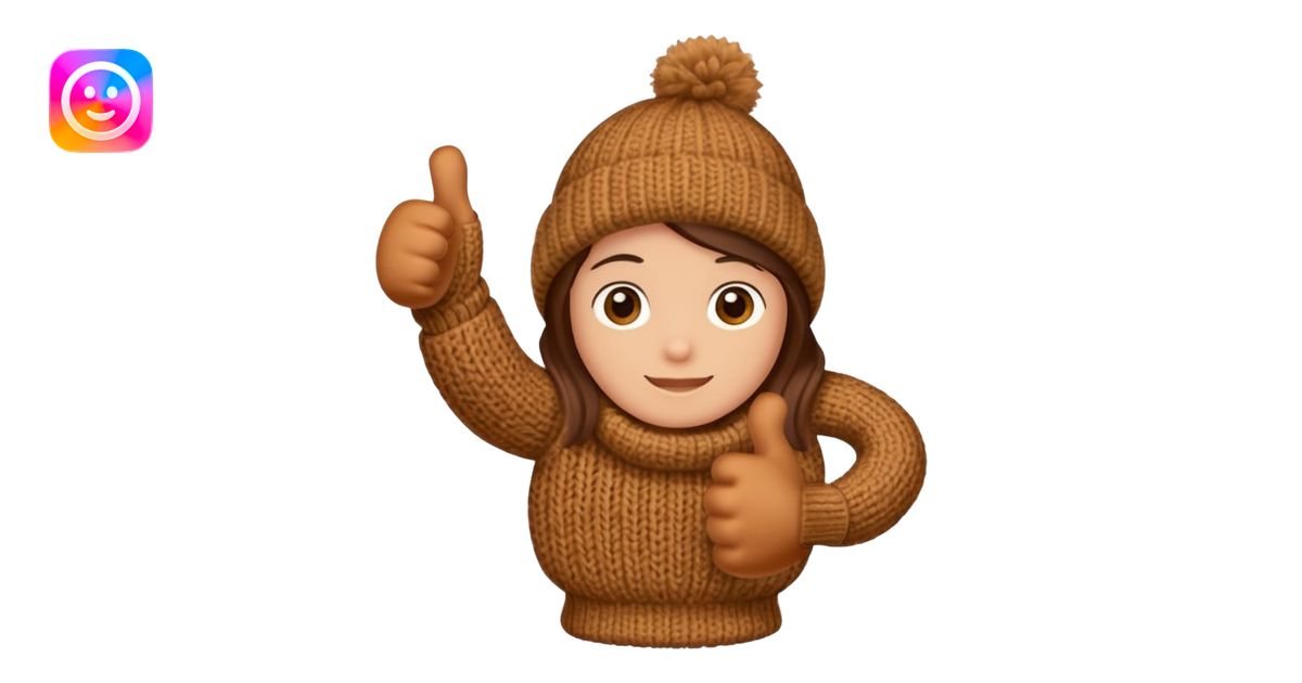 thumbs up in brown knit mitten emoji | AI Emoji Generator