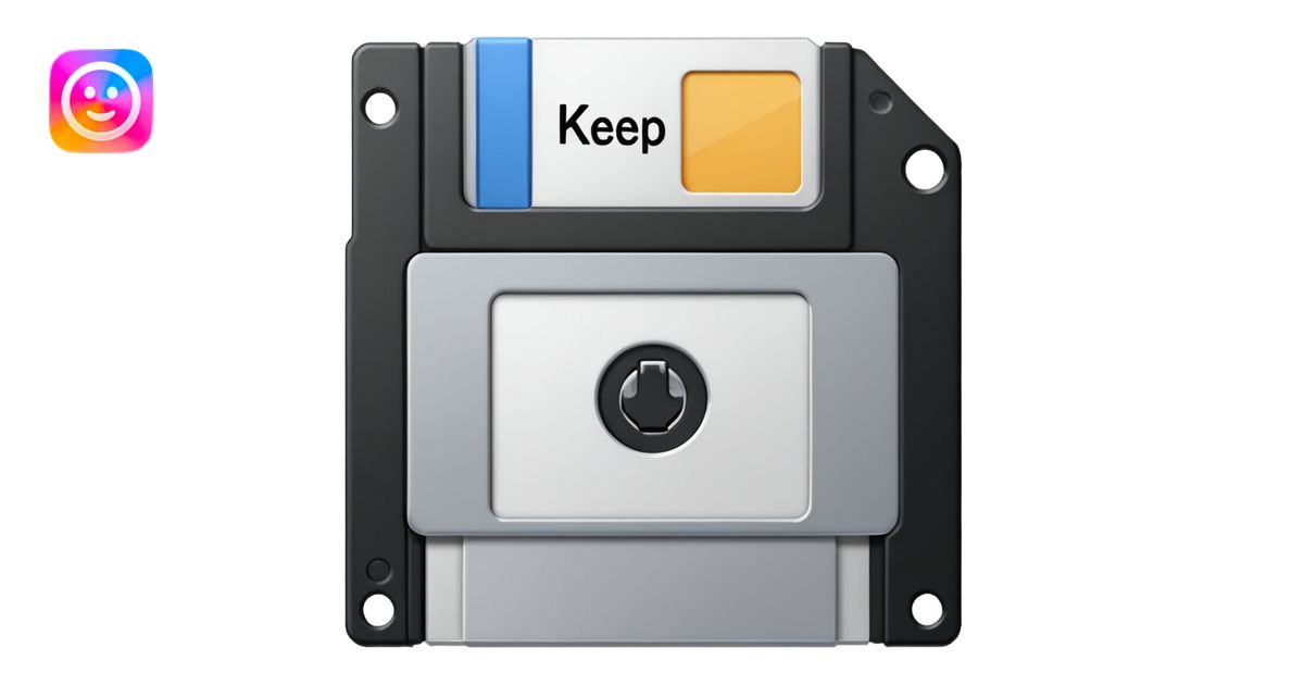 floppy disk with the word "keep" written on it emoji | AI Emoji Generator