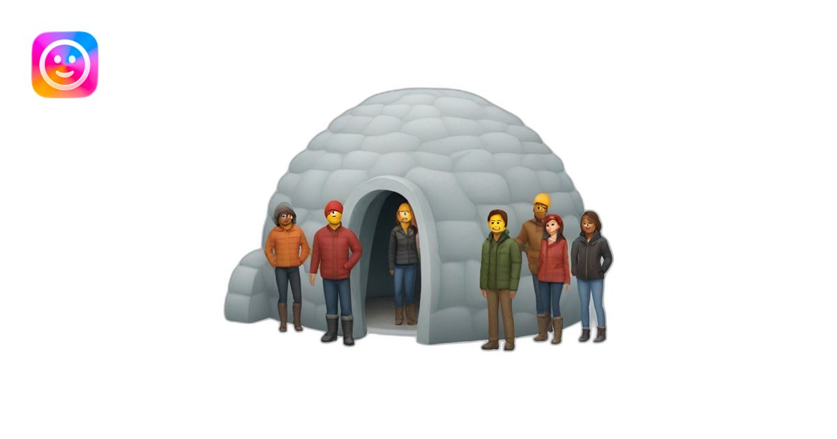 people standing outside of igloo emoji | AI Emoji Generator