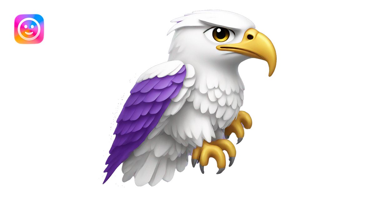 white hawk with gold and purple emoji | AI Emoji Generator