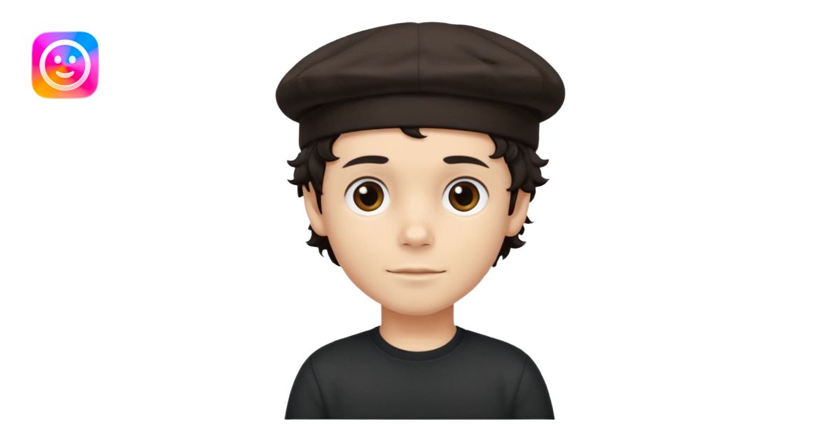 young boy dark hair with flat skullcap and curly sidelocks emoji | AI ...