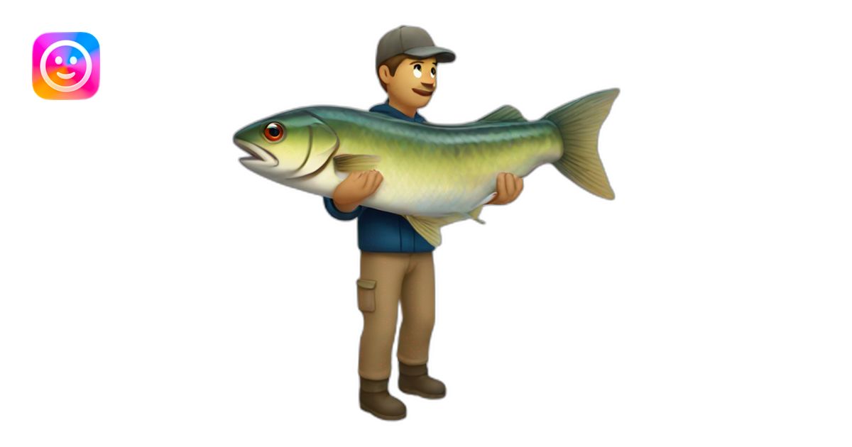 A fish fishing an human emoji | AI Emoji Generator